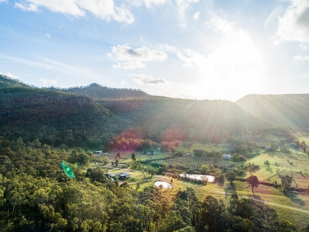 Image of Sunlit Hunter Valley landscape of hills and gum trees in ...