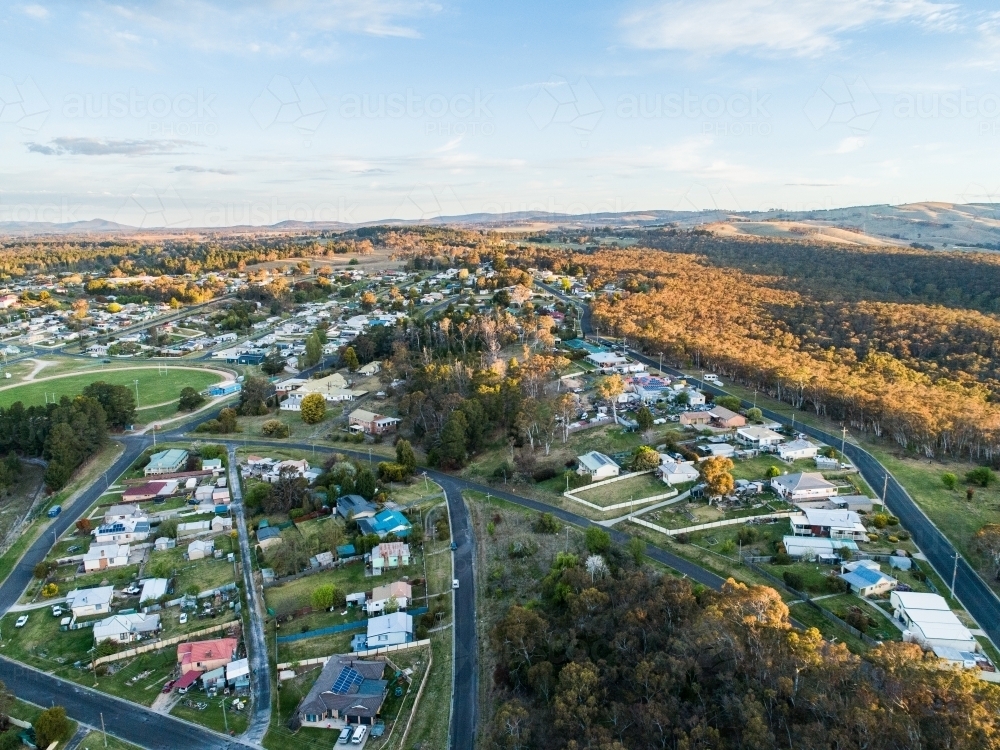 Image of Sunset light on town of Portland amongst hills in NSW ...