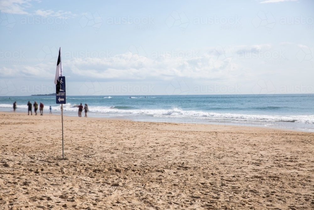 Image of surf craft sign on a golden Queensland beach - Austockphoto