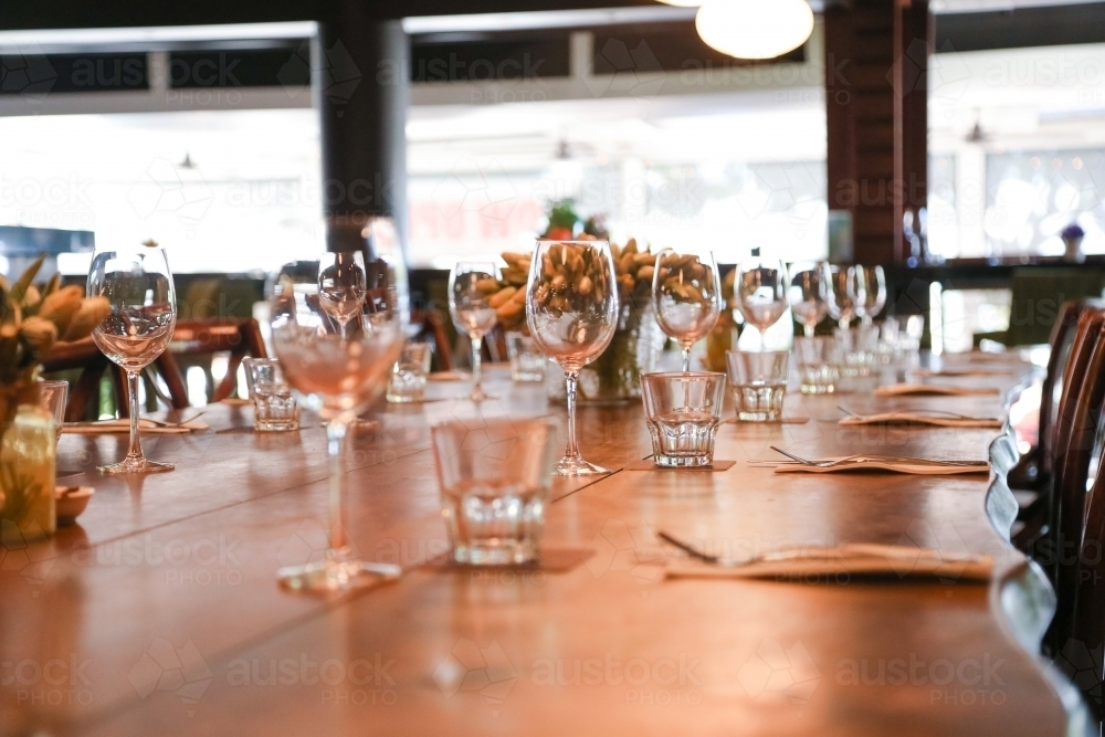 Image of Table setting in restaurant ready for service with empty ...