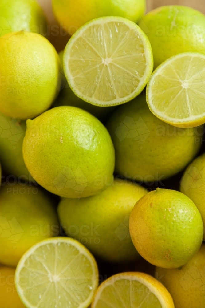 Image of Texture of fresh fruit lines cut in half - Austockphoto