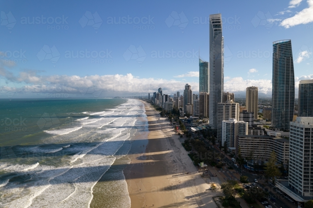 Image of The city skyline looking down the coast at the Gold Coast ...