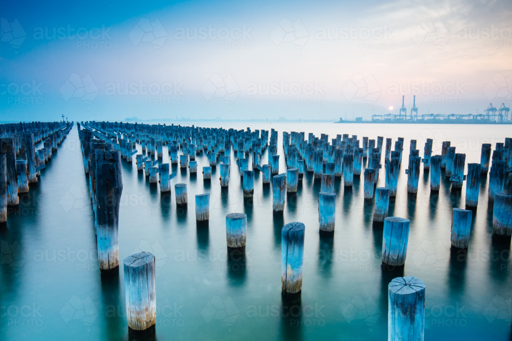 Image of The historic Princes Pier featuring many disused pylons on a ...