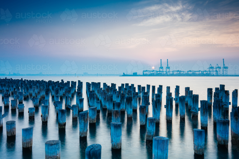 Image of The historic Princes Pier featuring many disused pylons on a ...
