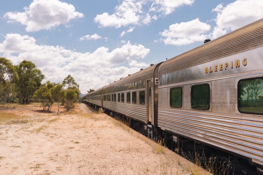 Image of The iconic 'Southern Aurora' passenger train stopped at remote ...