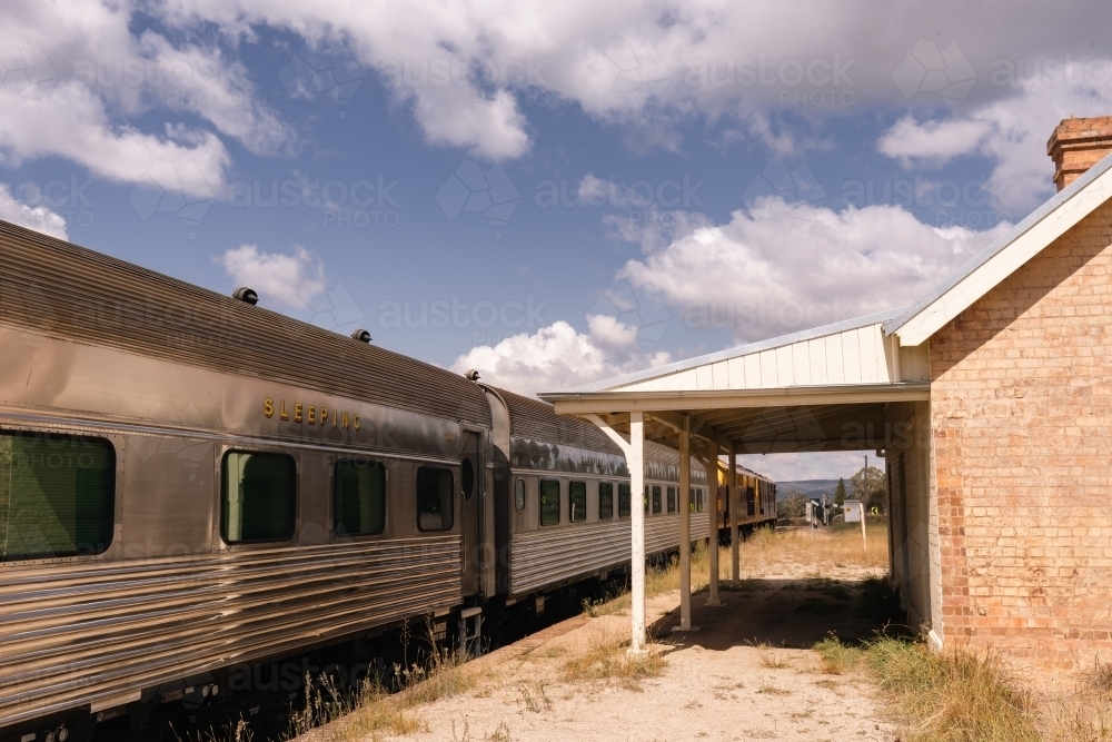Image of The iconic 'Southern Aurora' passenger train stopped at remote ...