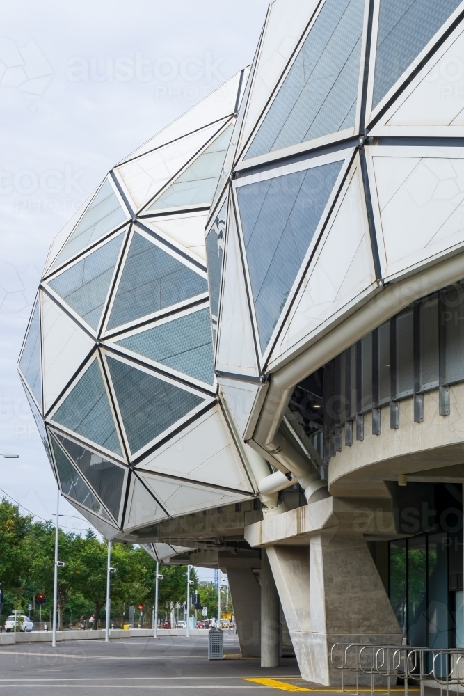 Image of The overhanging wall of sports stadium made of a modern ...