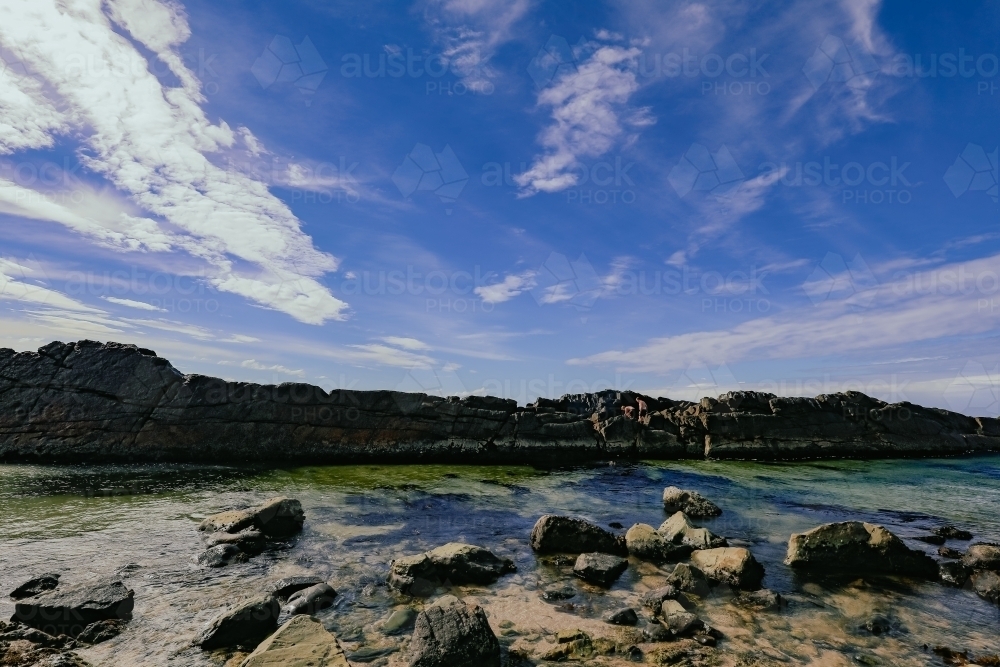 Image of The Tanks tourist landmark natural rock pool at Forster, NSW ...