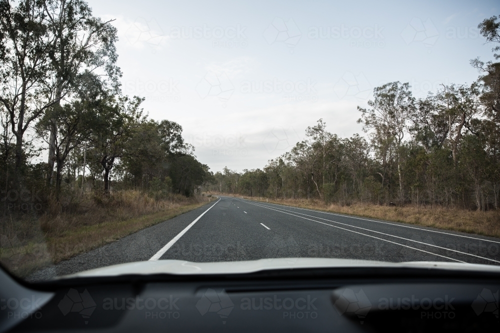 Image of the view out through the windscreen driving up the Bruce ...