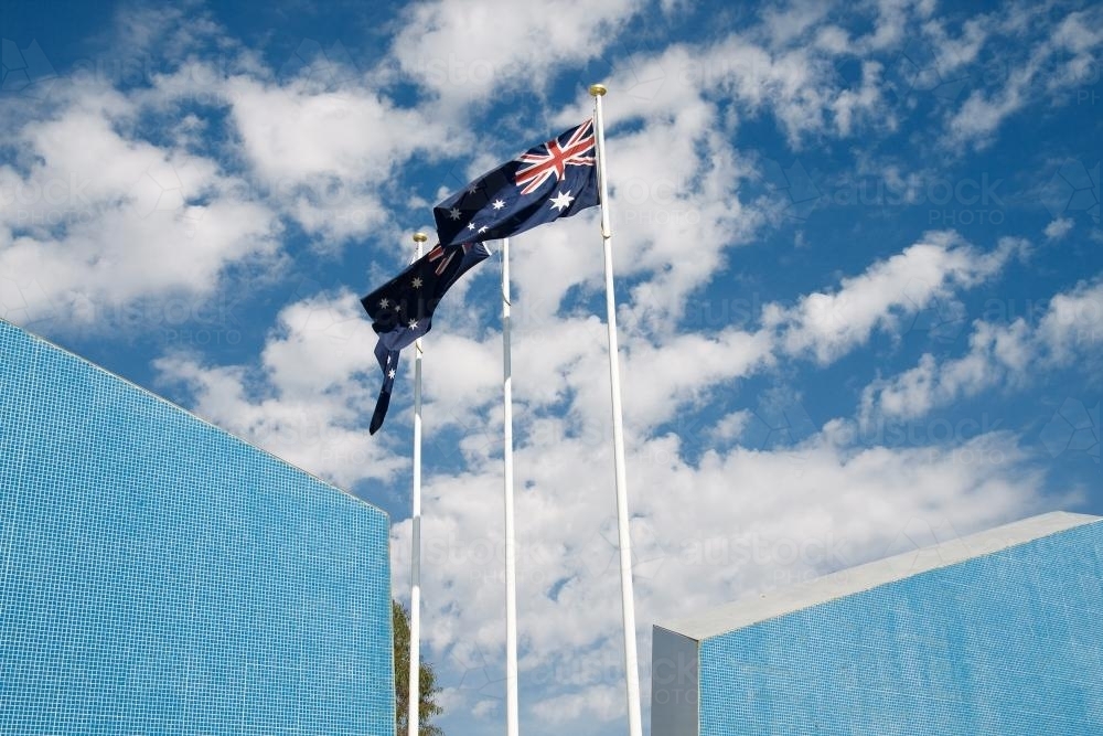 3 Flags Of Oz Three Flags Of Australia Flying High From