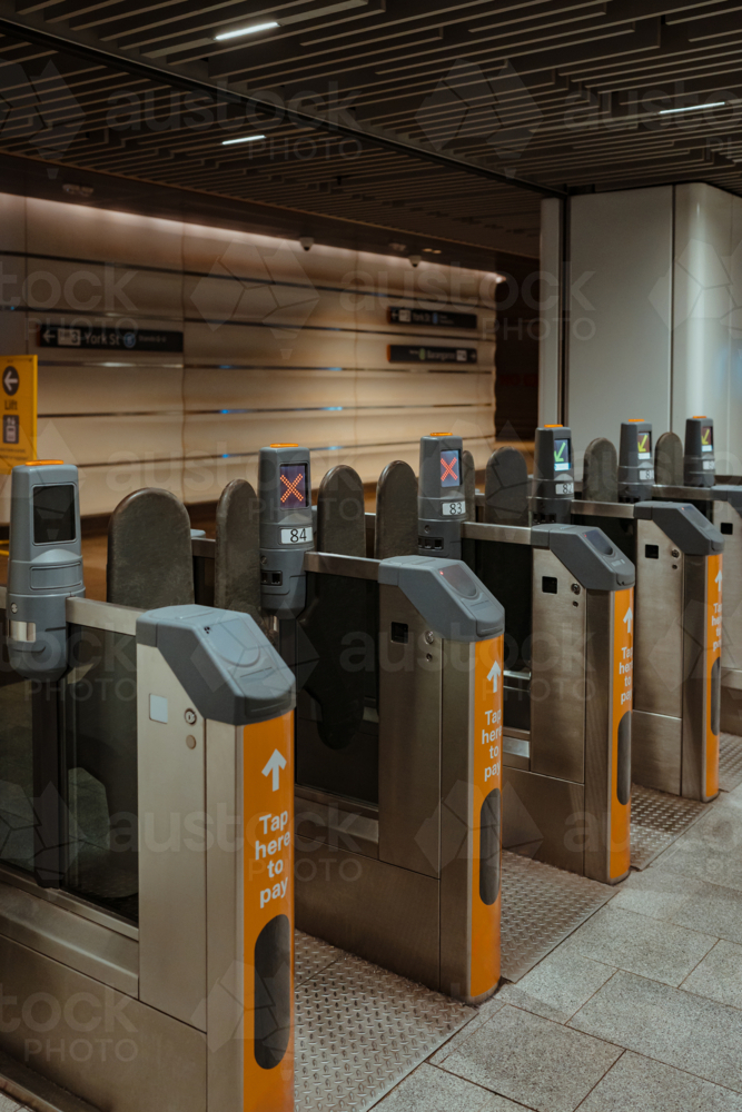 Image of Ticket gates at Wynyard Station - Austockphoto