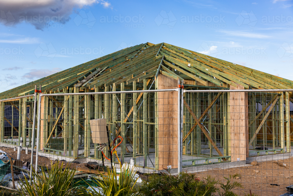 Image of timber framed house under construction near Brisbane ...