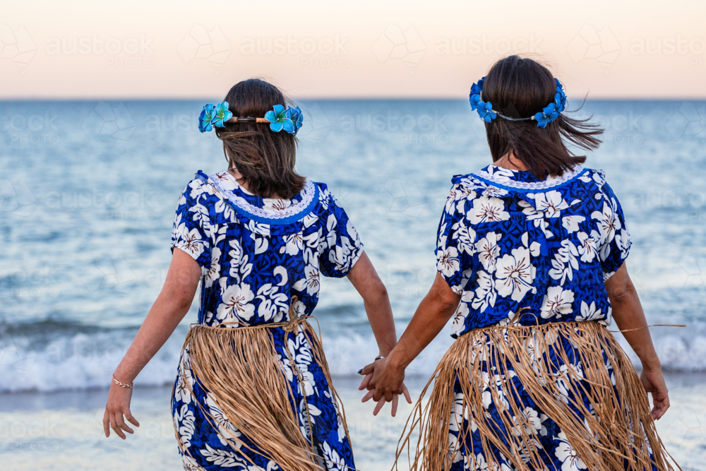 Image of Torres Strait Islander mother and teen daughter in traditional ...