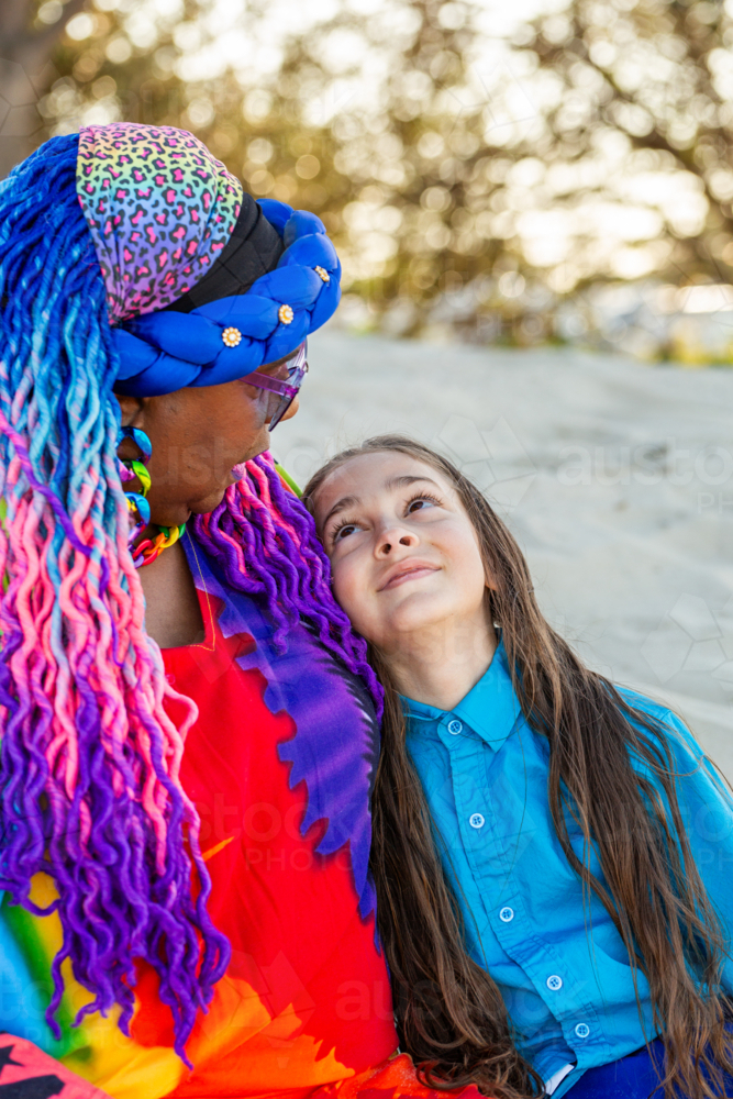 Image of Torres Strait Islander nine year old boy with long hair ...