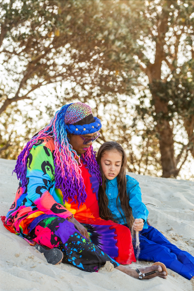 Image of Torres Strait Islander nine year old boy with long hair ...