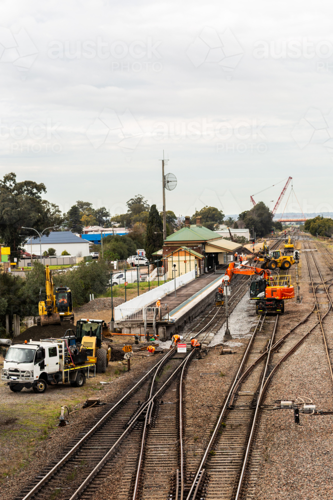 Image of trackwork happening on Singleton trainline by the railway ...
