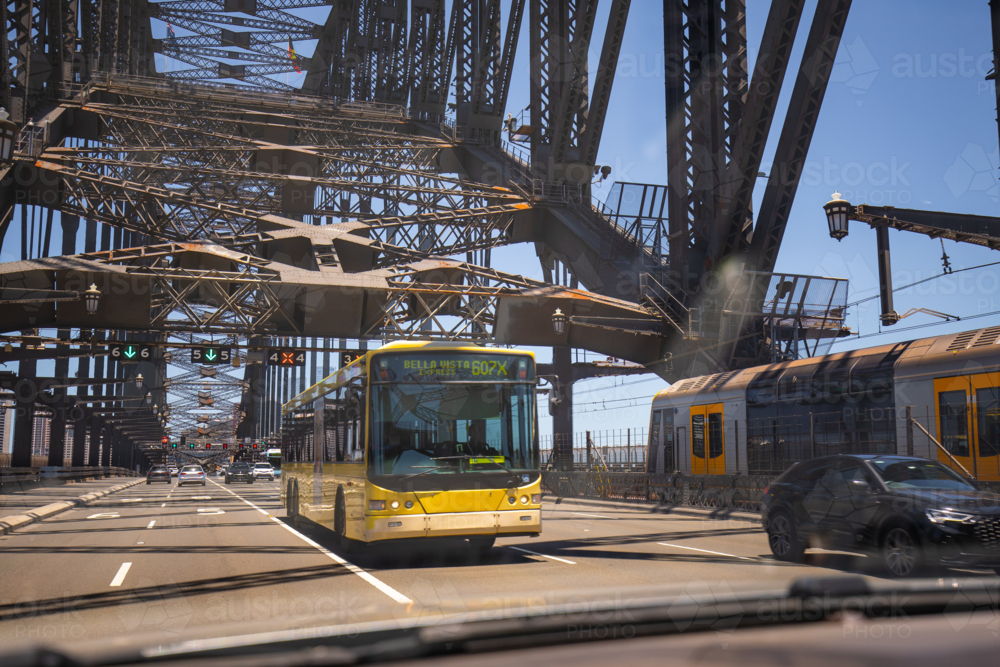 Image of Traffic on the Cahill Expressway corssing the Sydney Harbour ...