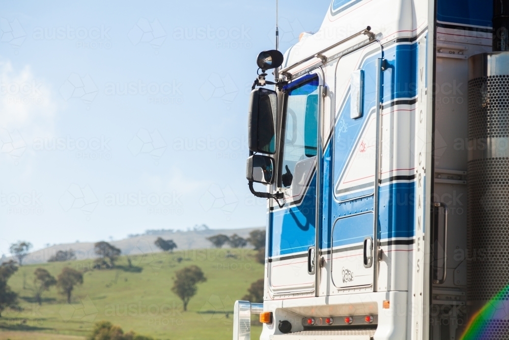 Image of Truck overtaking on highway - Austockphoto