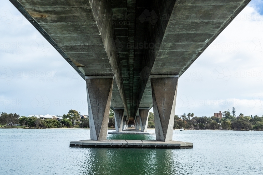 Image of Underside of concrete bridge over Swan River. - Austockphoto