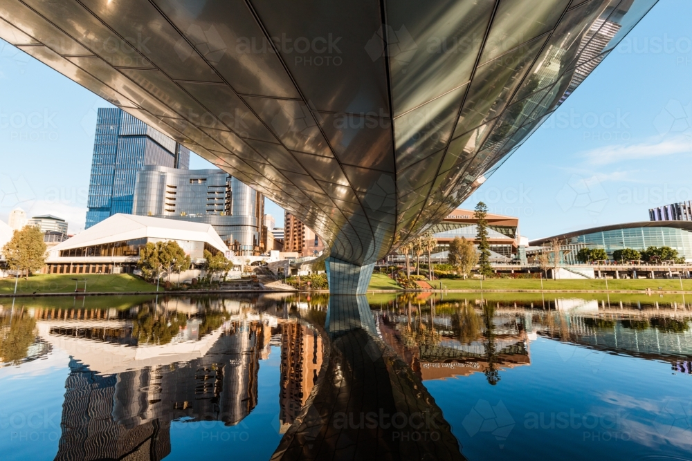 Image of Underside of the Riverbank Precinct Bridge reflected in the ...