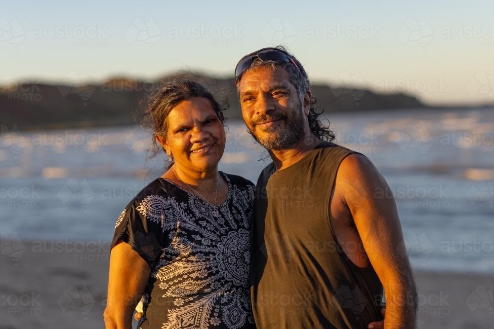 Image of upper body shot of mature aboriginal couple together on the ...
