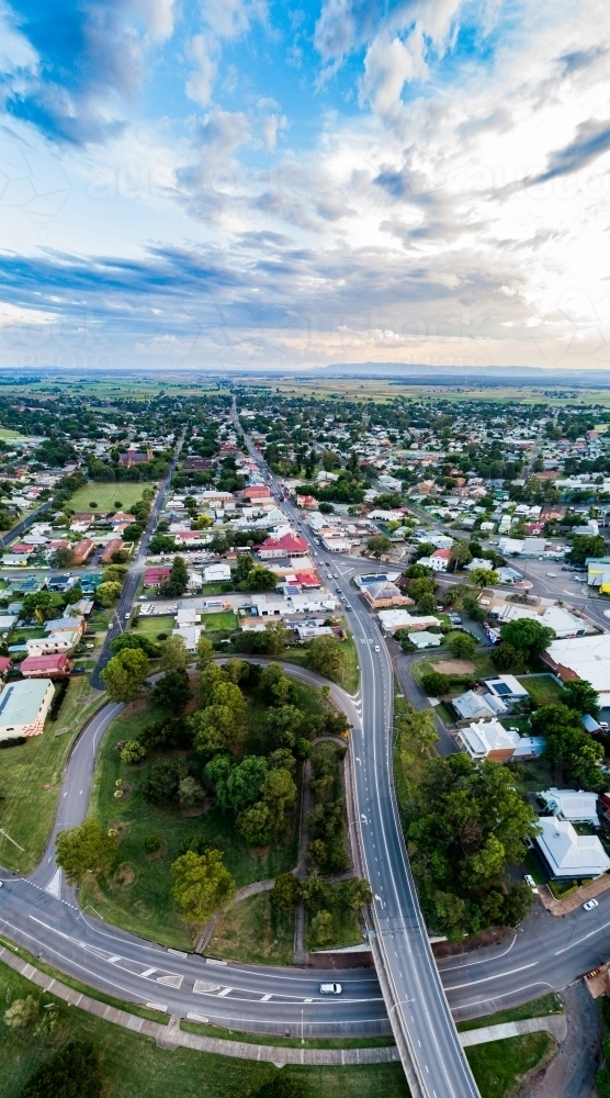 Image of Vertical panorama of bridge and underpass with New England ...