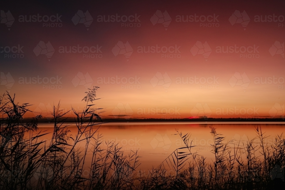 Image of Vibrant sunset sky over Tuggerah Lake from Canton Beach on the ...