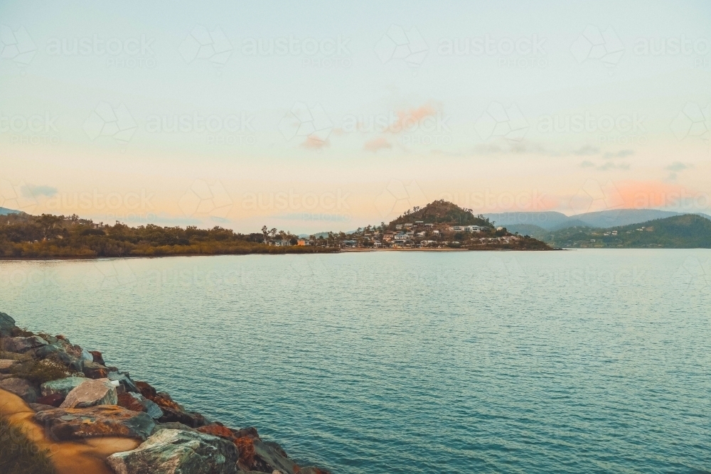 Image of View across the water of Cannonvale Beach in the Whitsundays ...