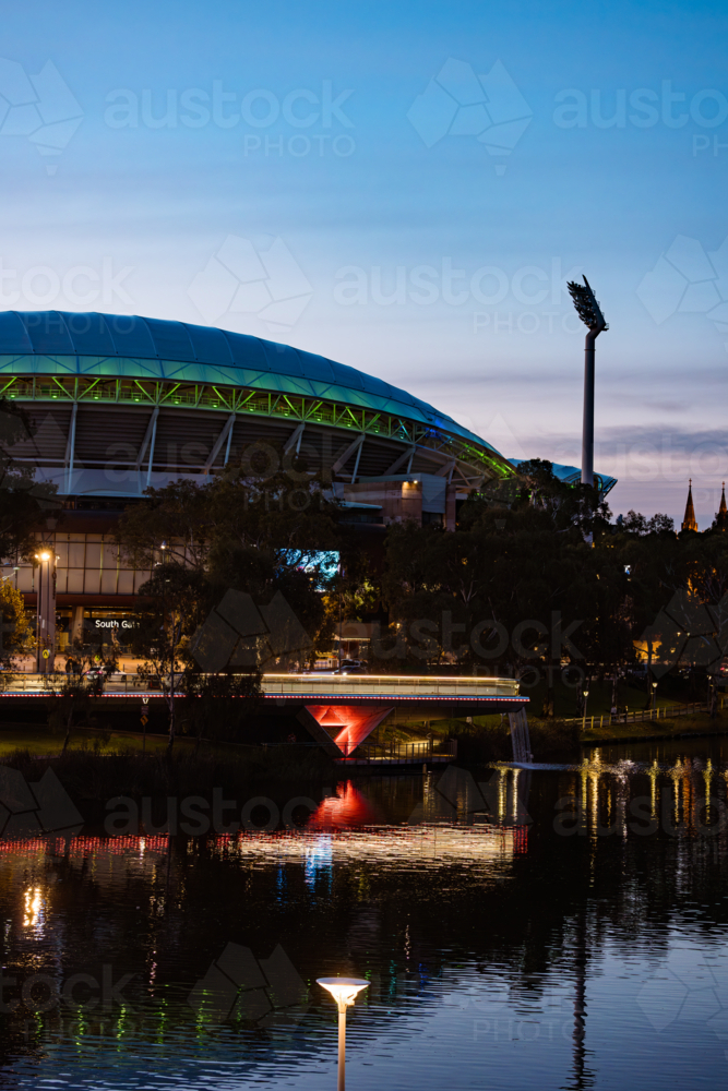 Image of View of Adelaide Oval across the River Torrens in the evening ...