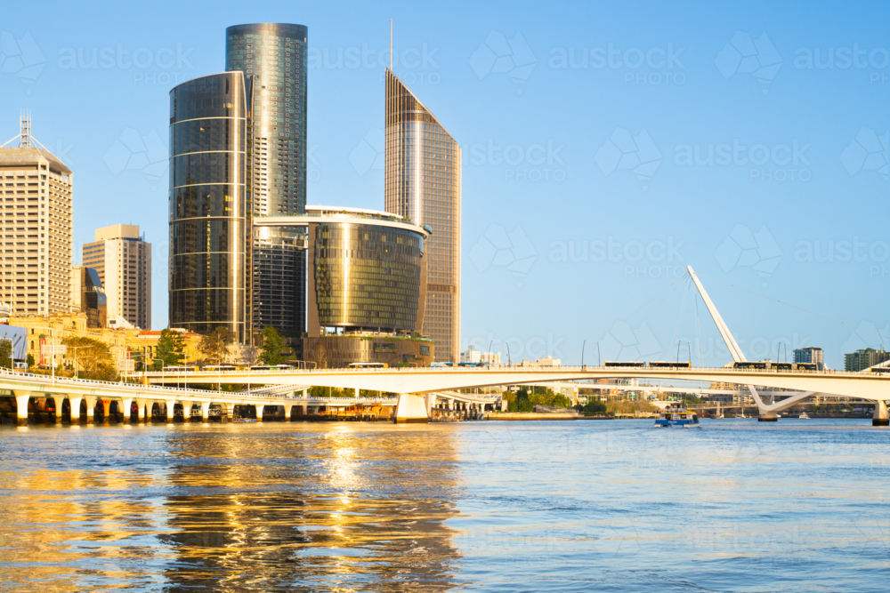 Image of view of Brisbane city from the Brisbane River with the ...