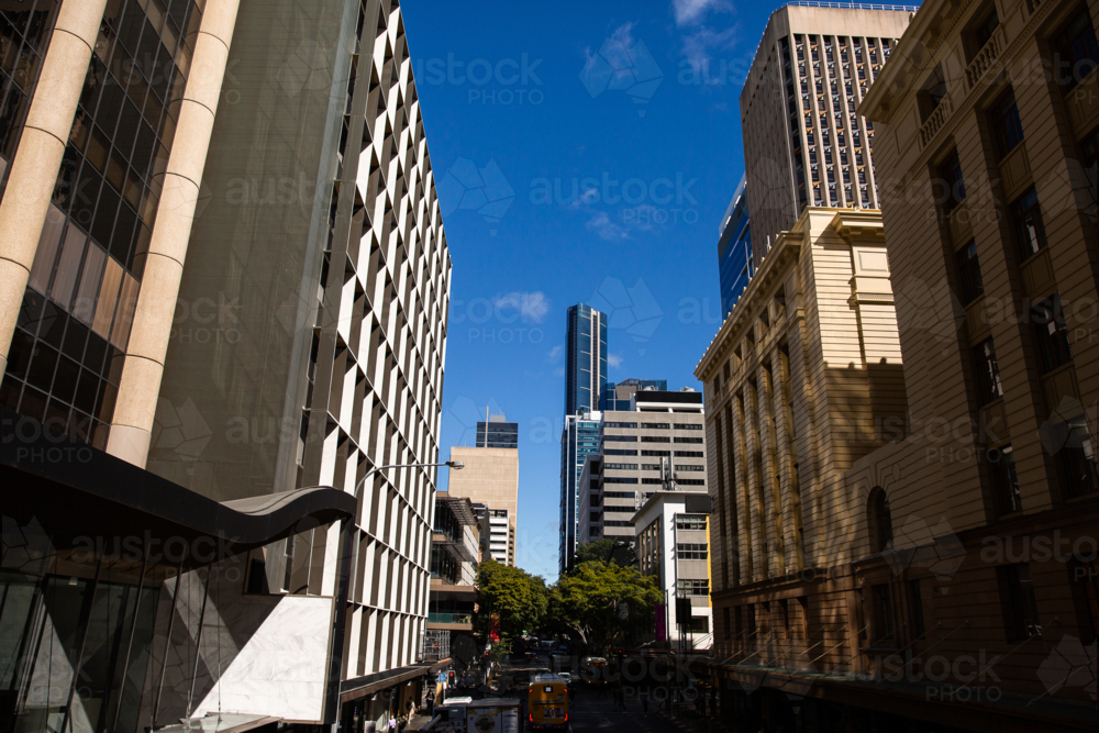 Image of view of city buildings along Adelaide Street in Brisbane from ...