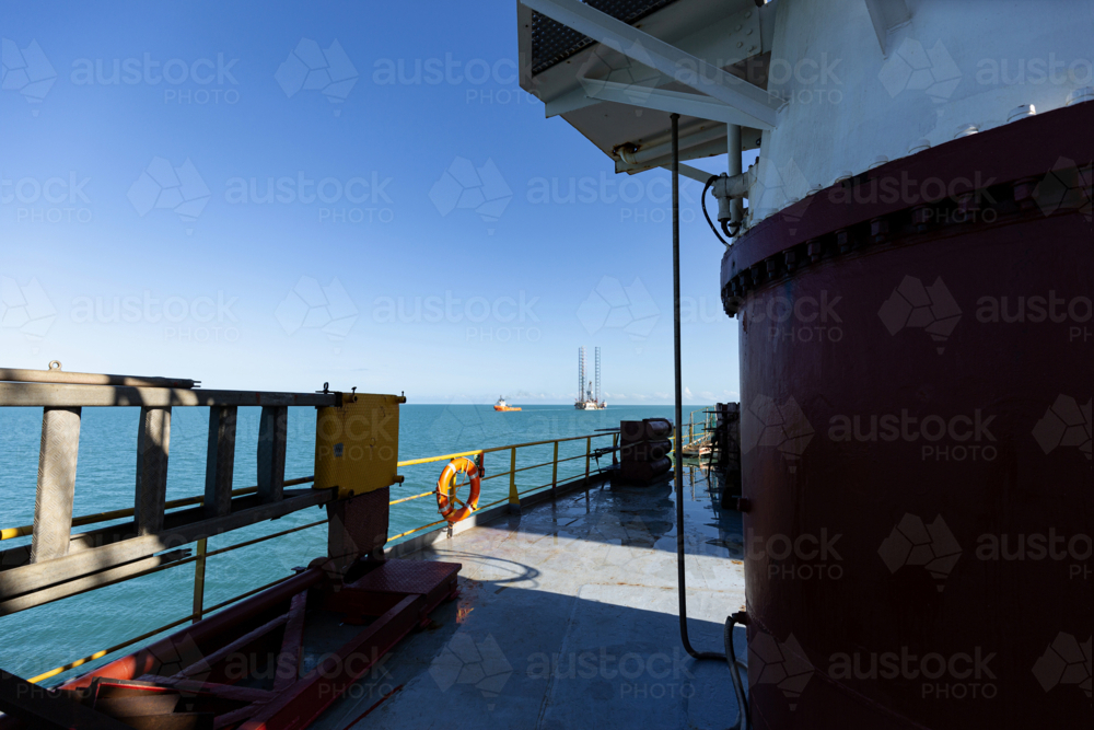 Image of View of drilling rig transfer at sea - Austockphoto