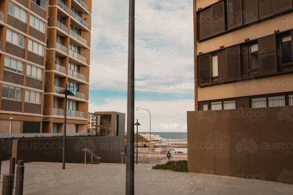 Image of View of Newcastle Beach through buildings at East End in ...