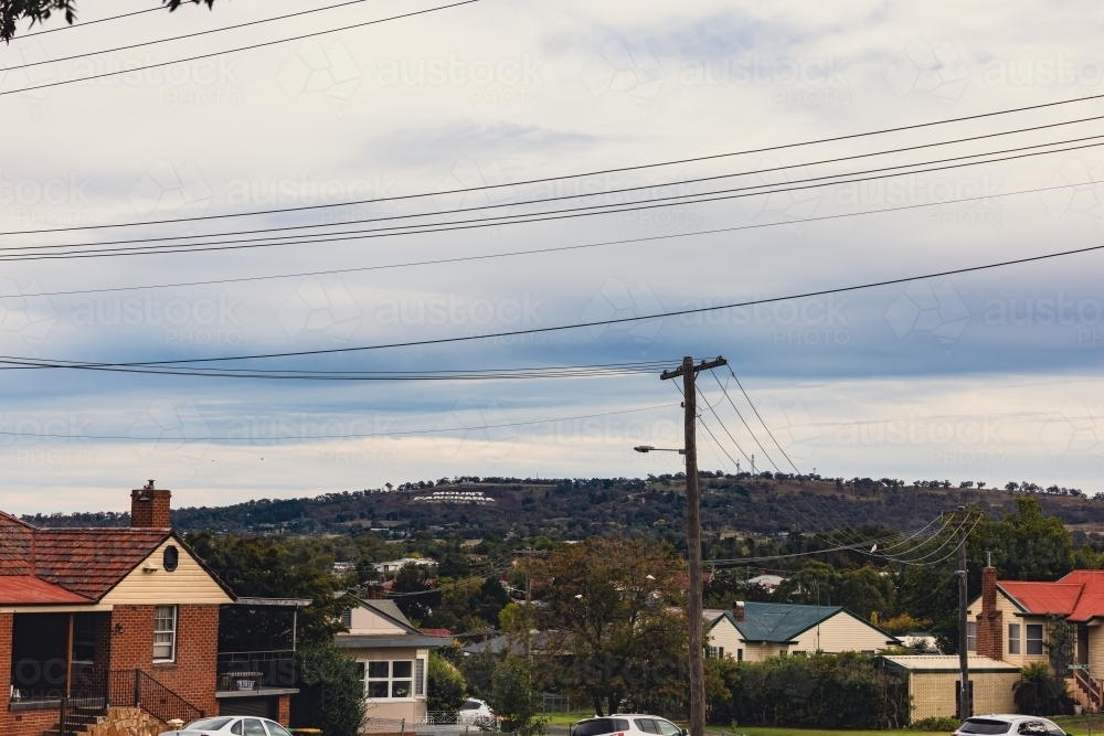 Image of View of the Mount Panorama sign on the hill from across the ...