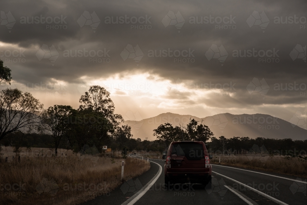 Image of view out the windscreen during a highway drive in Central ...