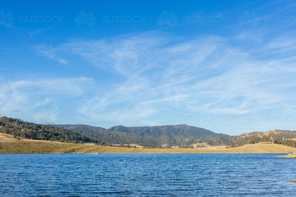 Image of View over rippling water of water catchment lake in Hunter ...