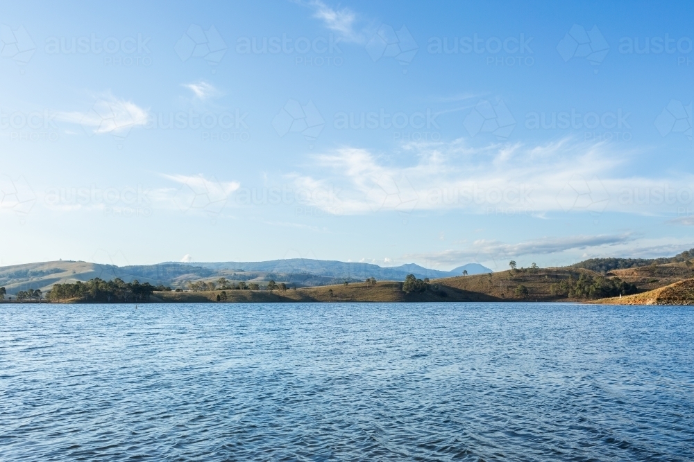 Image of View over rippling water of water catchment lake in Hunter ...