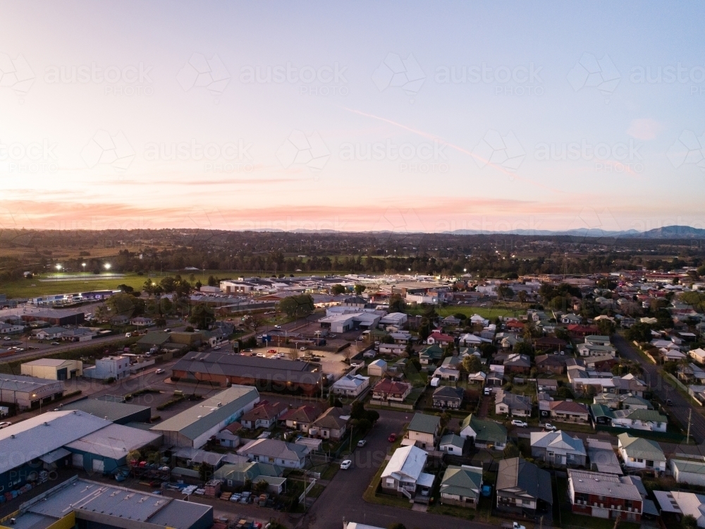 Image of View over sleepy country town in NSW Australia at dusk ...