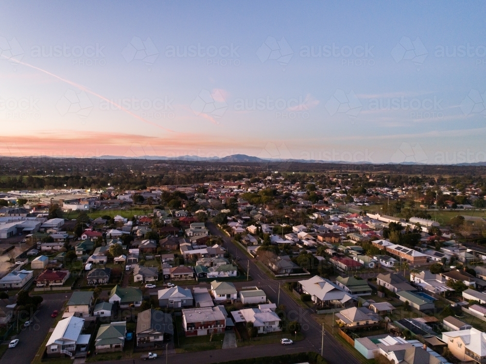 Image of View over sleepy country town in NSW Australia at dusk ...