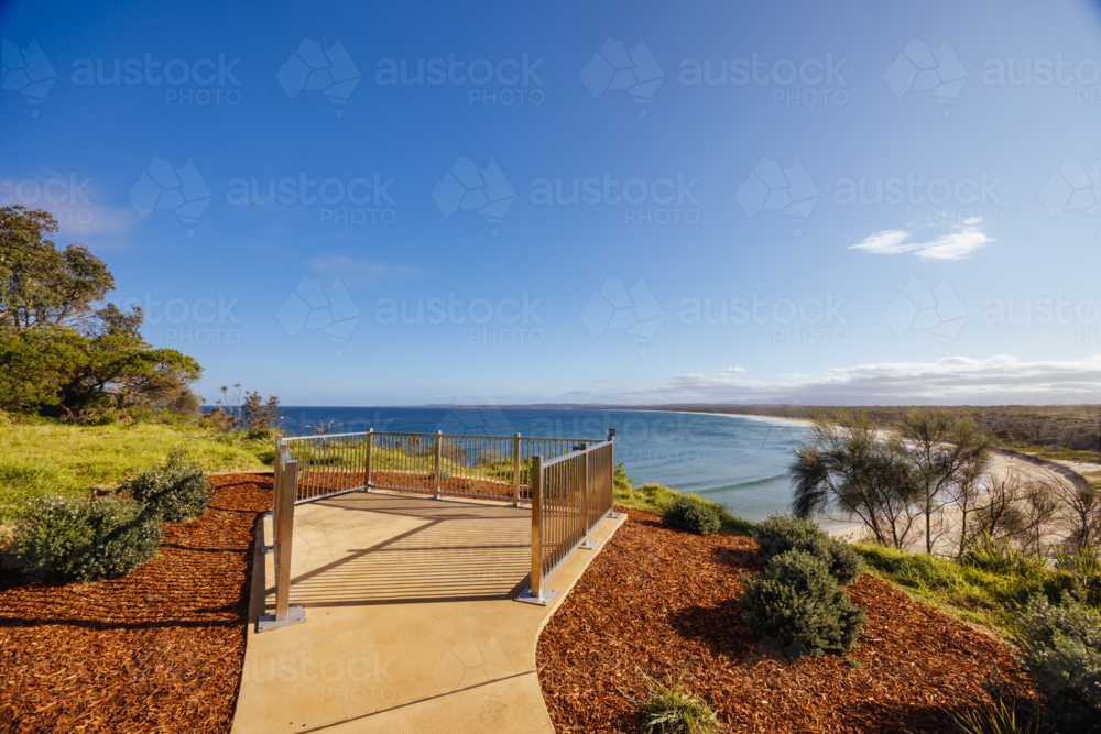 Image of Views from Broulee lookout over Broulee Beach on a warm sunny ...