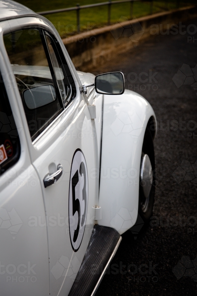 Image of Vintage Volkswagen beetle car with the number 53 on its side ...