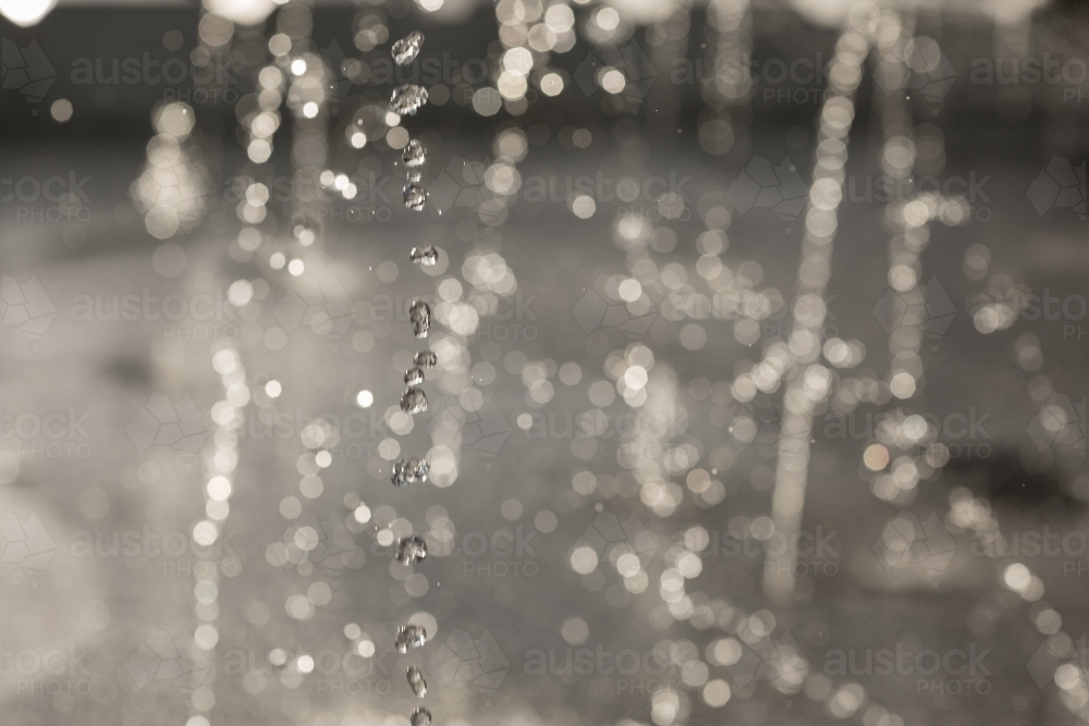 Image of Water drops in a water feature - Austockphoto