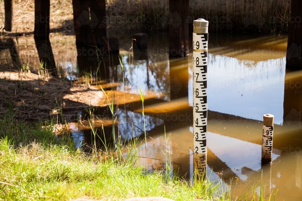 Image of Water level depth indicator in a regional creek crossing ...