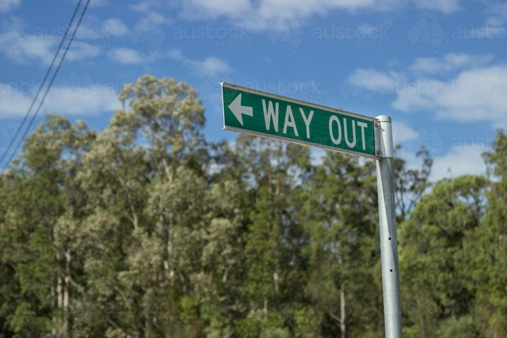 Image of Way out road sign - Austockphoto