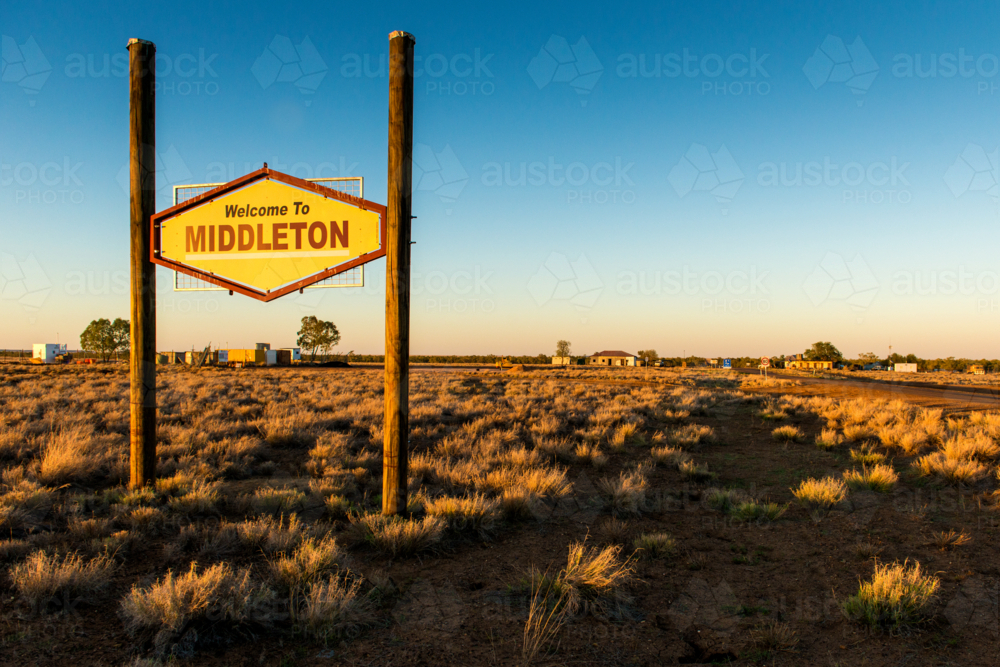 Image of Welcome sign at Middleton in the golden light of late ...