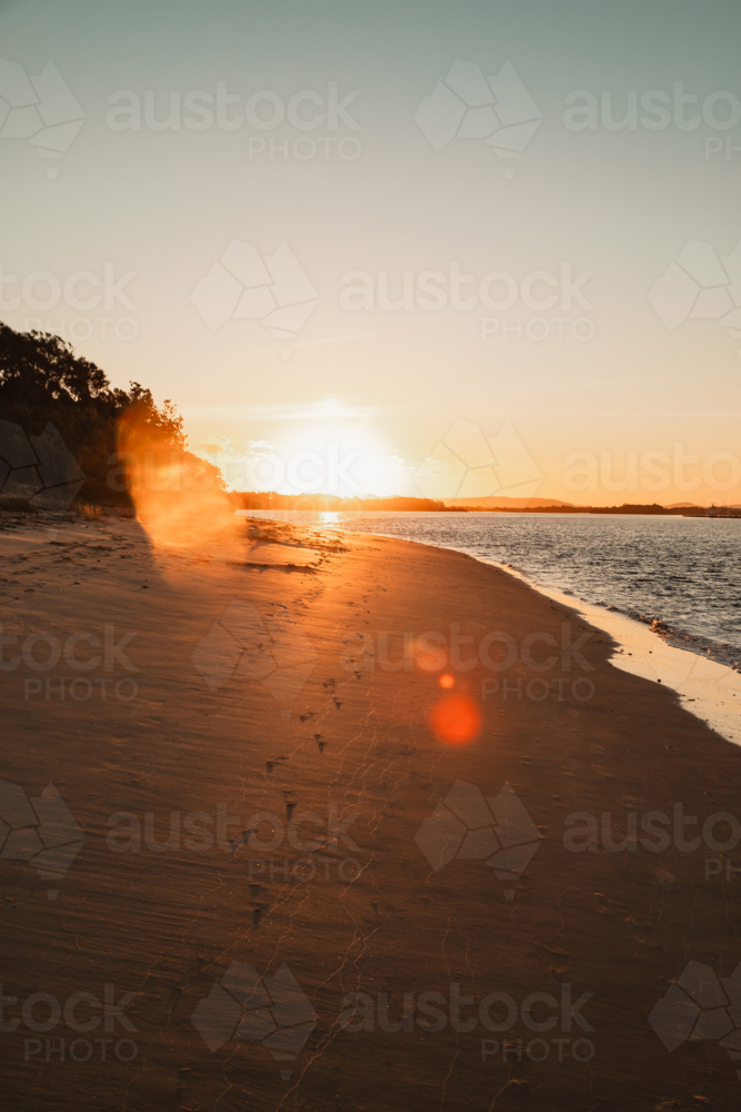 Image of Whiting Beach, Yamba at sunset - Austockphoto