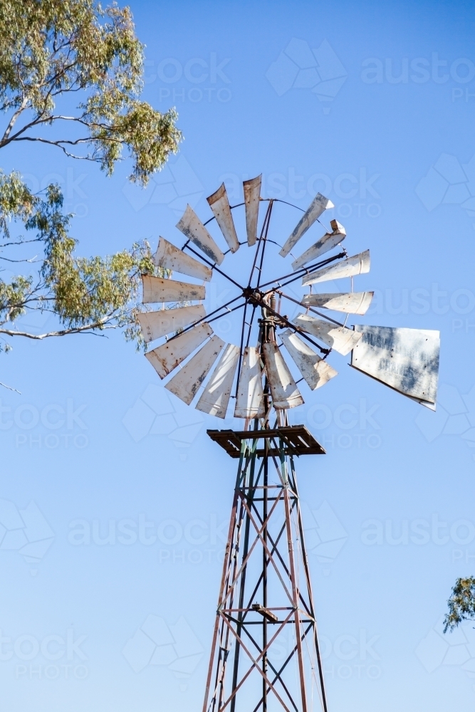 Image of Windmill close up on farm - Austockphoto