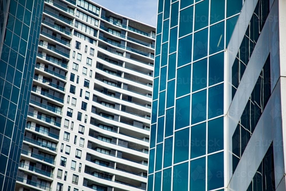 Image of Windows of skyscraper buildings in the city - Austockphoto