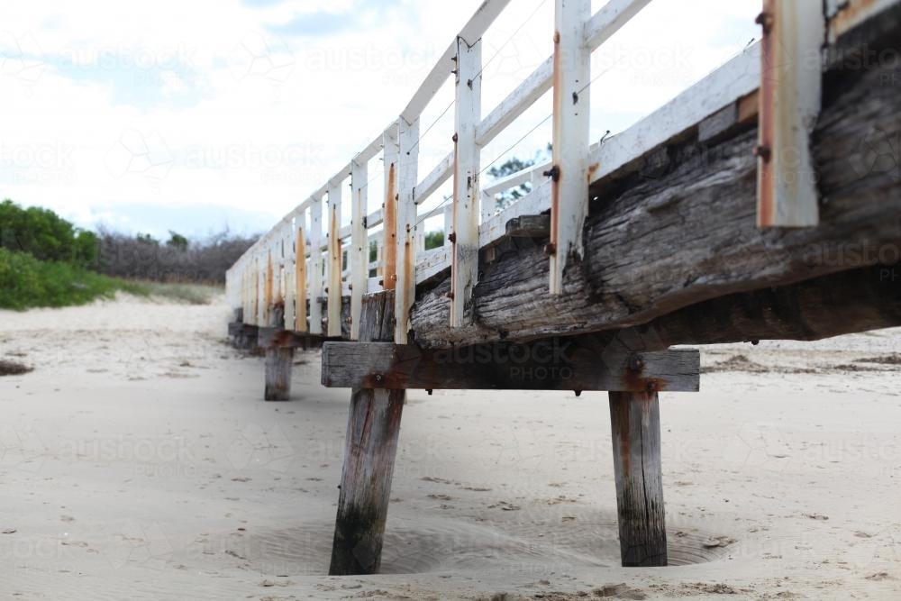 Image of Wooden bridge at the beach - Austockphoto