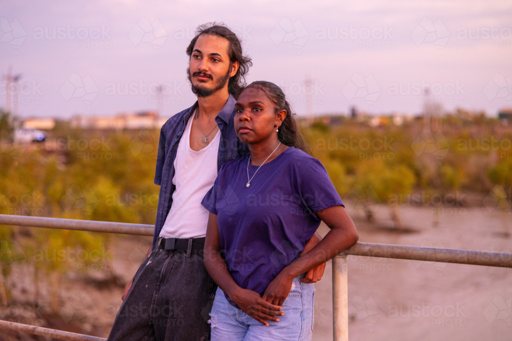 Image of young aboriginal couple together outside in the Kimberley ...